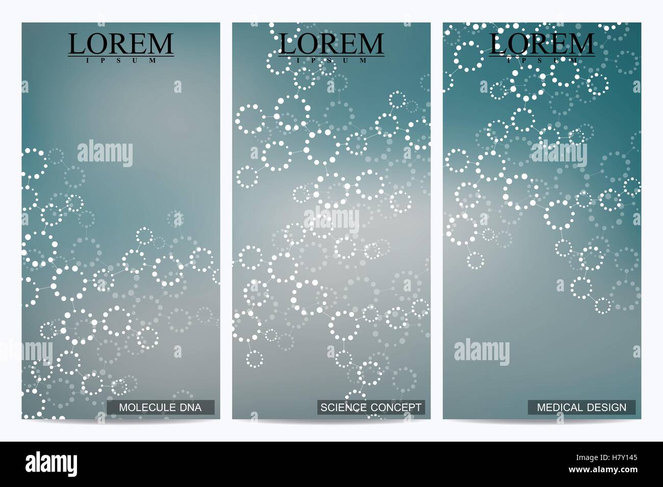 Set of modern vector flyers. Abstract background with molecule ...