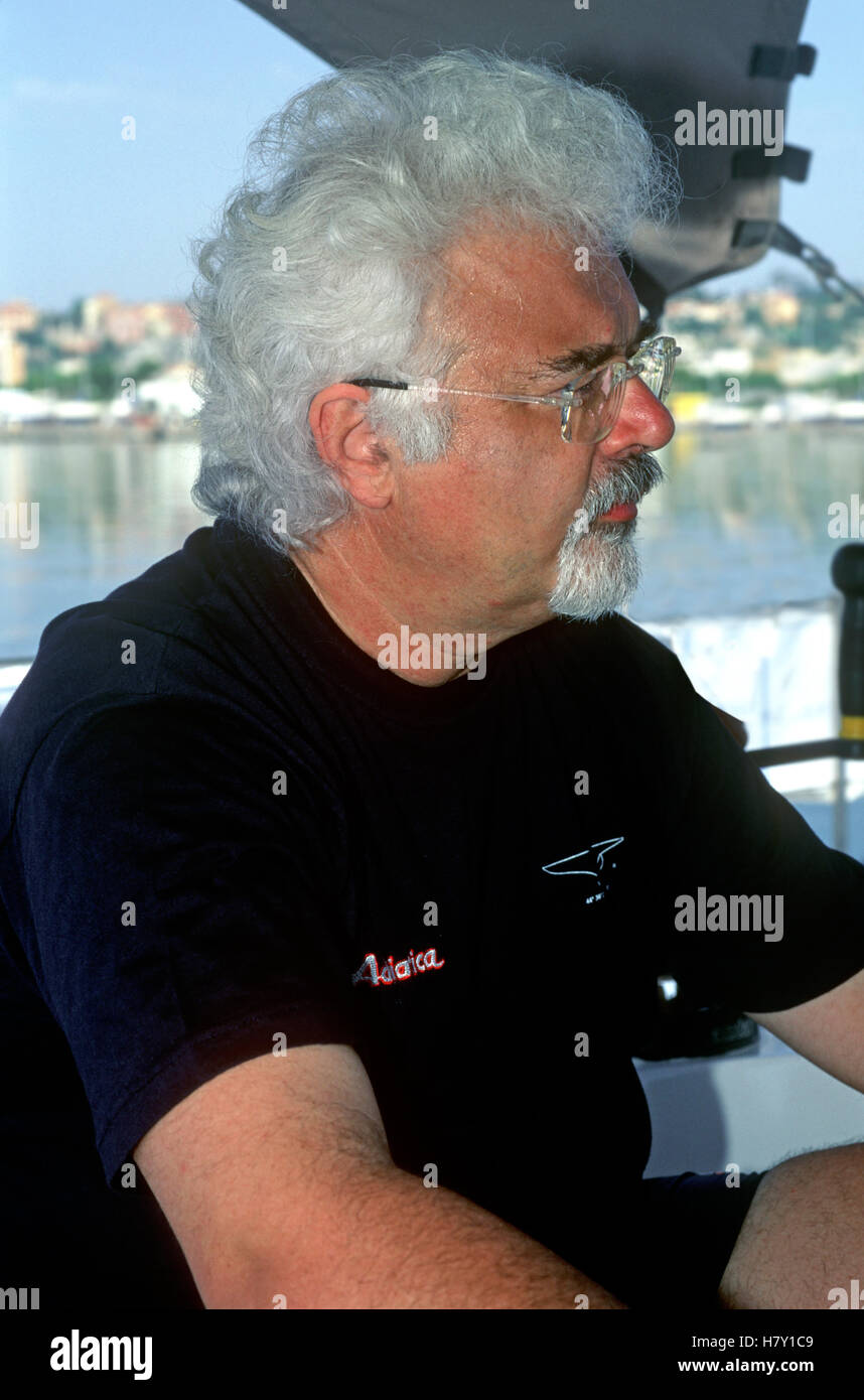 Patrizio Roversi (Mantova - 1954) on board of "Adriatica" sail boat ...