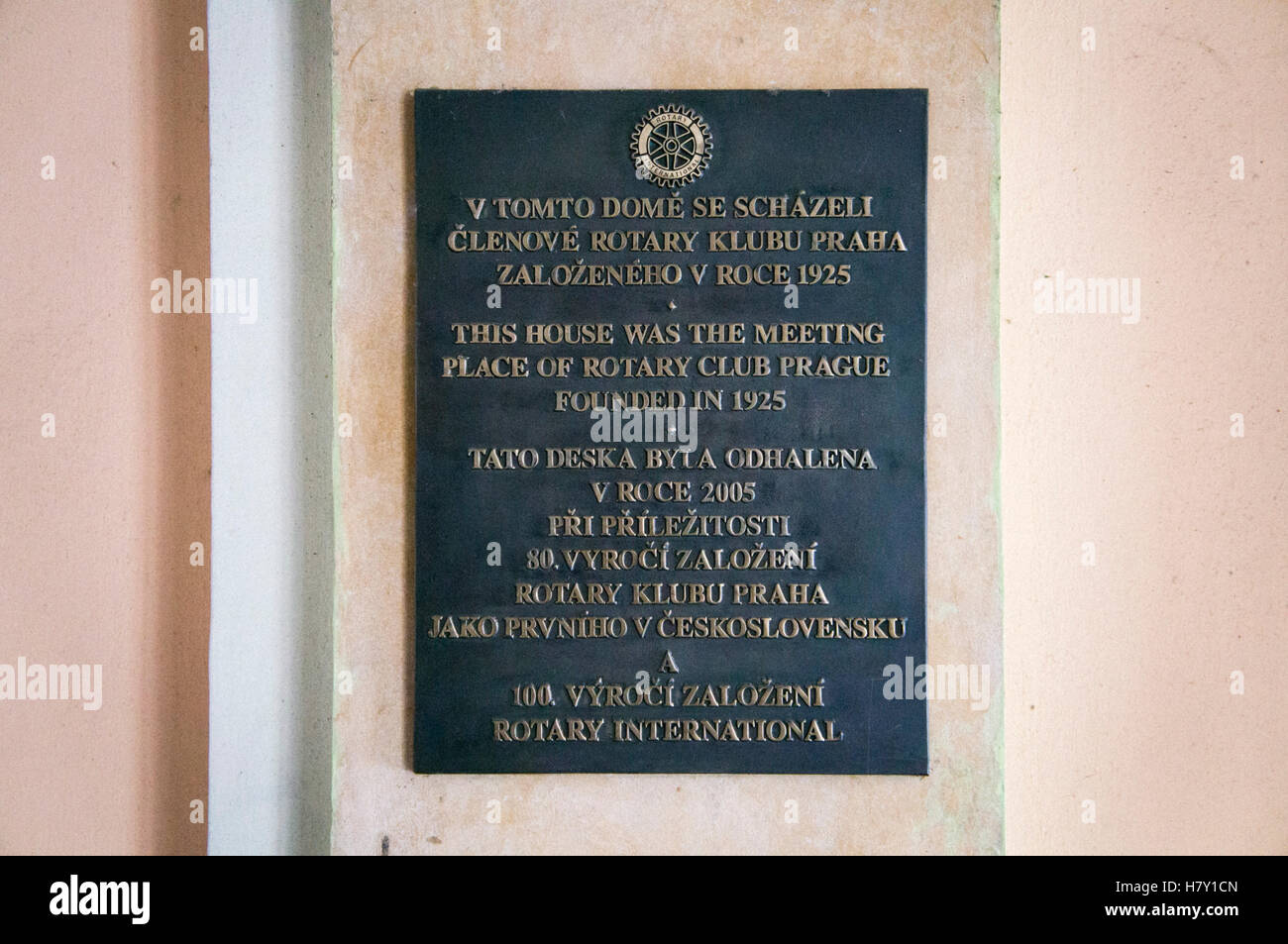 Palais Sylva-Taroucca, memorial plaque Rotary Club Prague Stock Photo ...