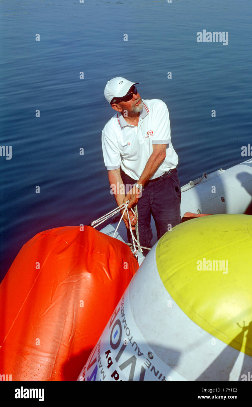 The famous italian skipper Cino Ricci (Rimini, 1934) in the Adriatic ...