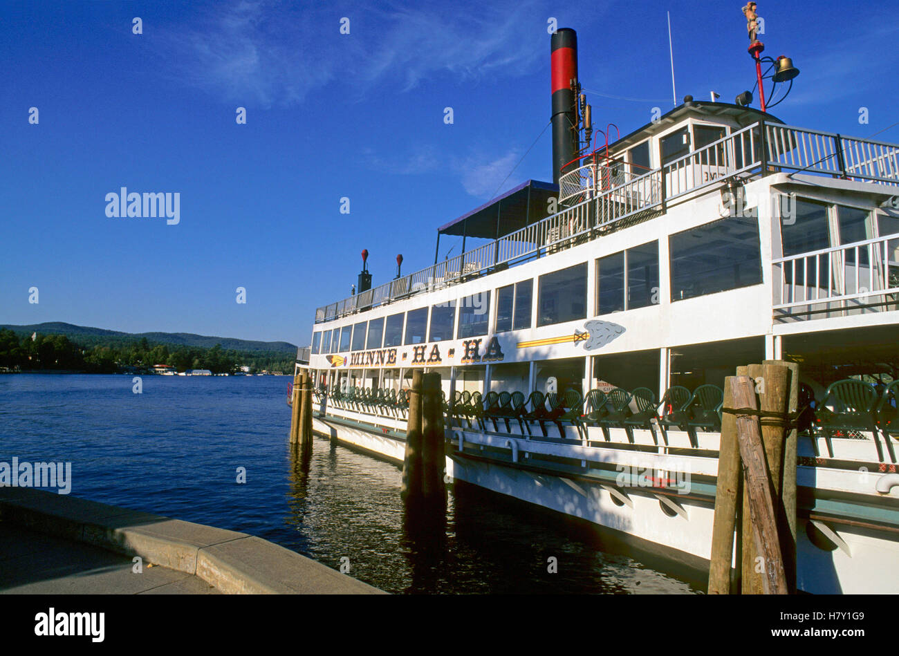 Tourist boat at Lake George, Adirondack State Park, New York State, USA ...