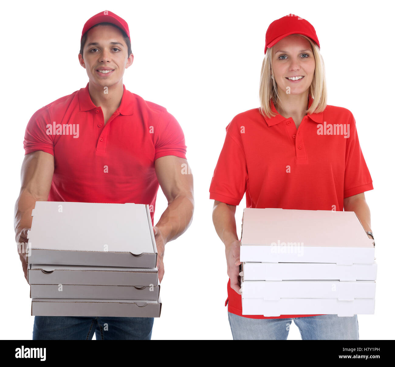 Food delivery young female Cut Out Stock Images & Pictures - Alamy