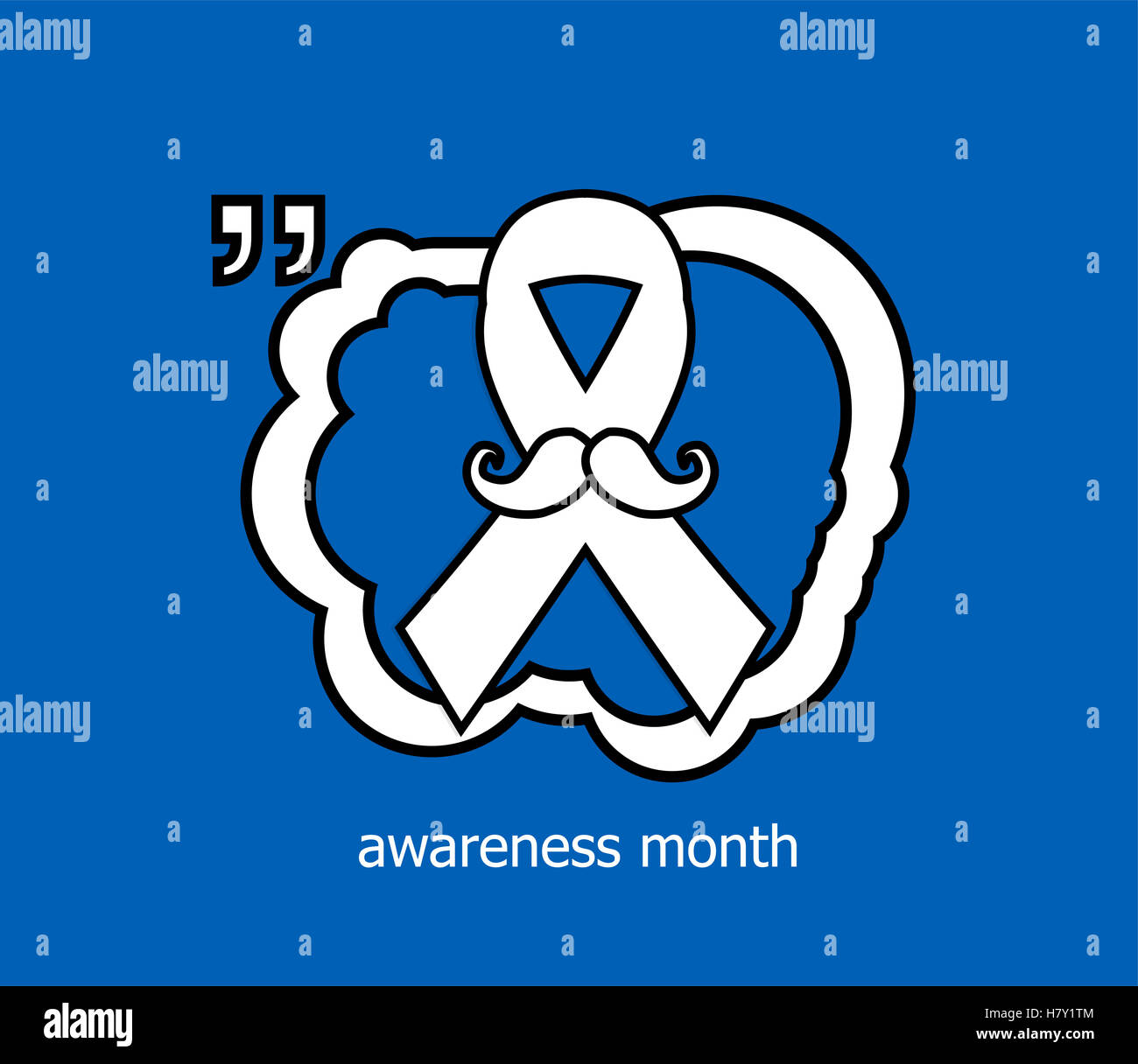 Prostate cancer ribbon awareness on blue background. white ribbon with ...