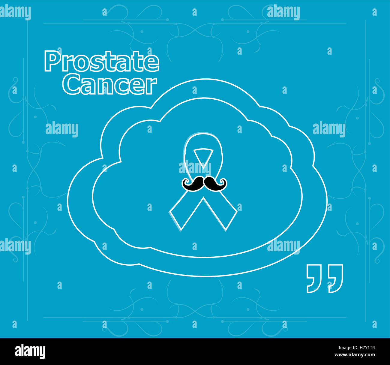 Prostate cancer ribbon awareness on light blue background. ribbon with ...