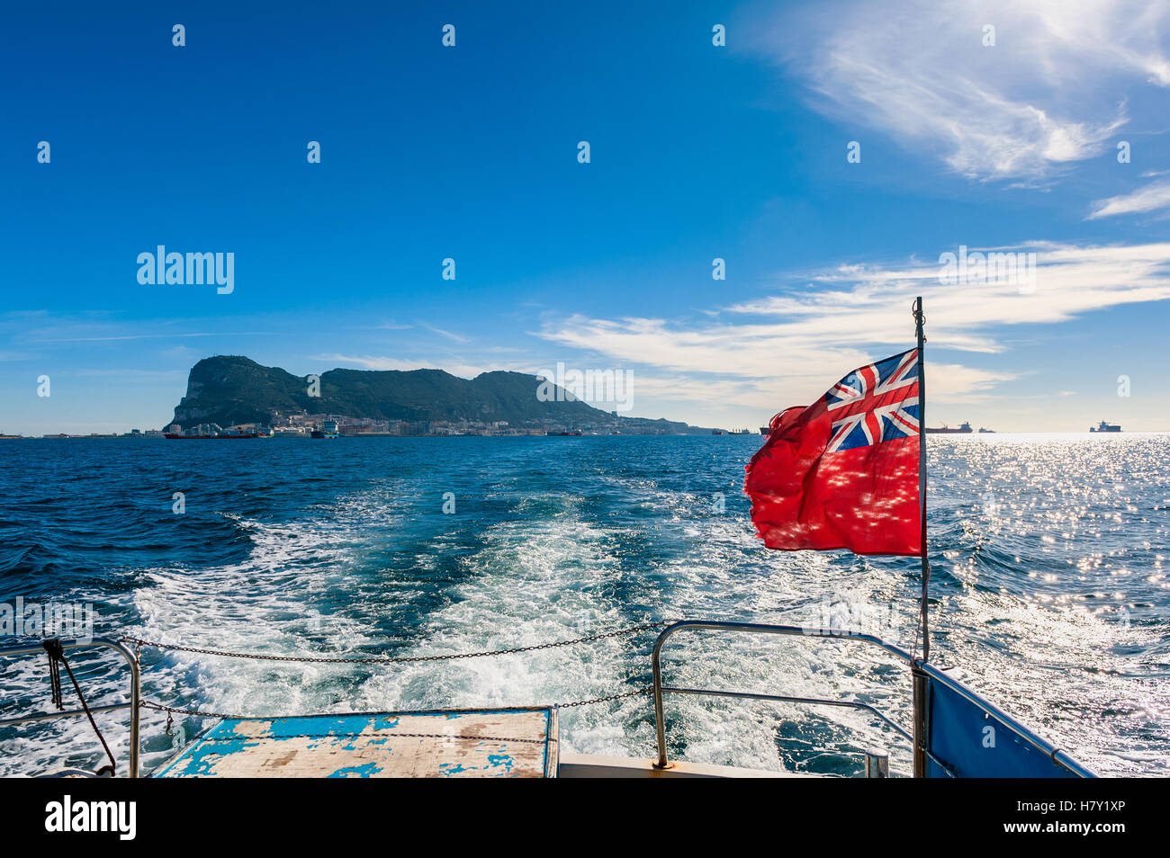 British Flag on Gibraltar Boat Stock Photo - Alamy