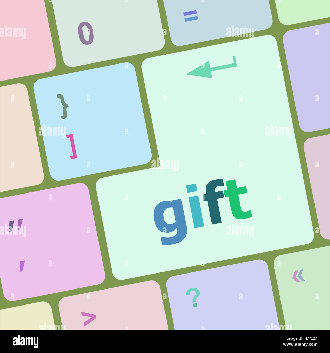 Computer keyboard with gift key - business background. Keyboard keys icon button Stock Photo - Alamy