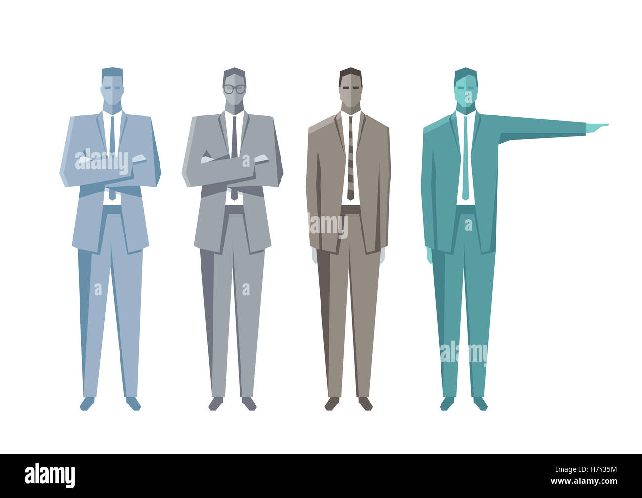 Businessman points forward and gives direction Stock Photo - Alamy