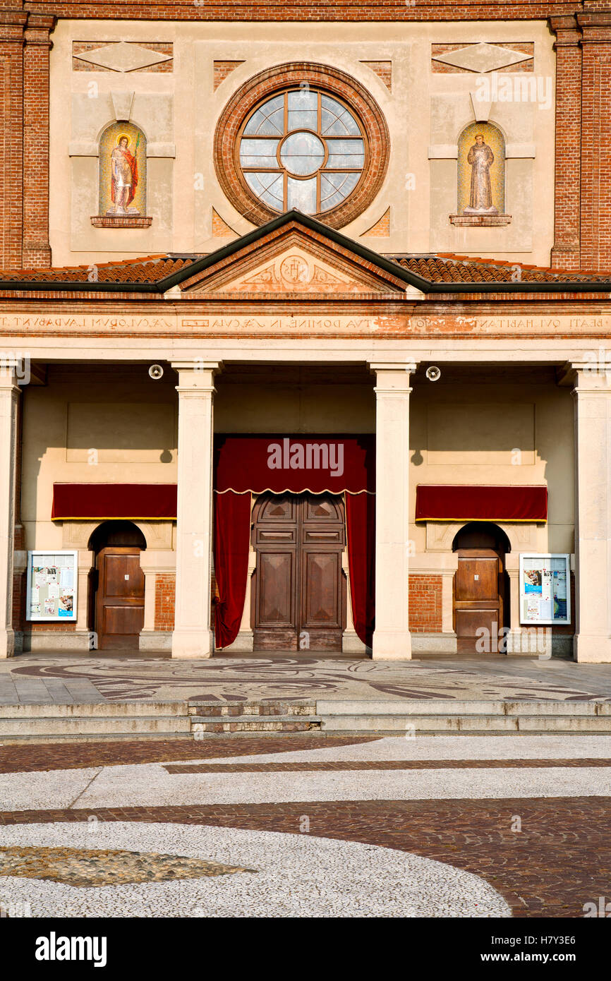 church in the parabiago closed brick tower sidewalk italy lombardy old ...