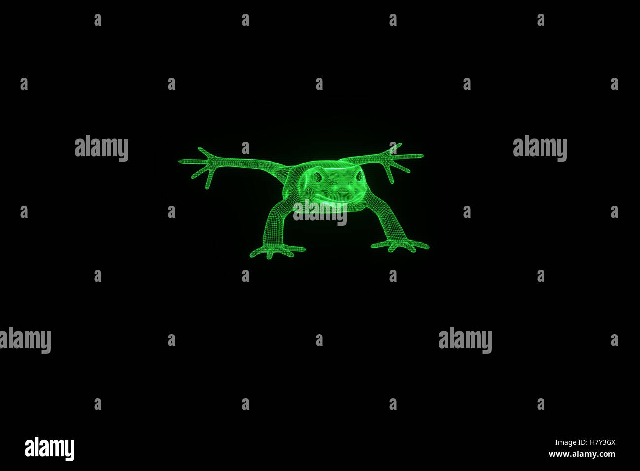 Frog in Hologram Wireframe Style. Nice 3D Rendering Stock Photo - Alamy