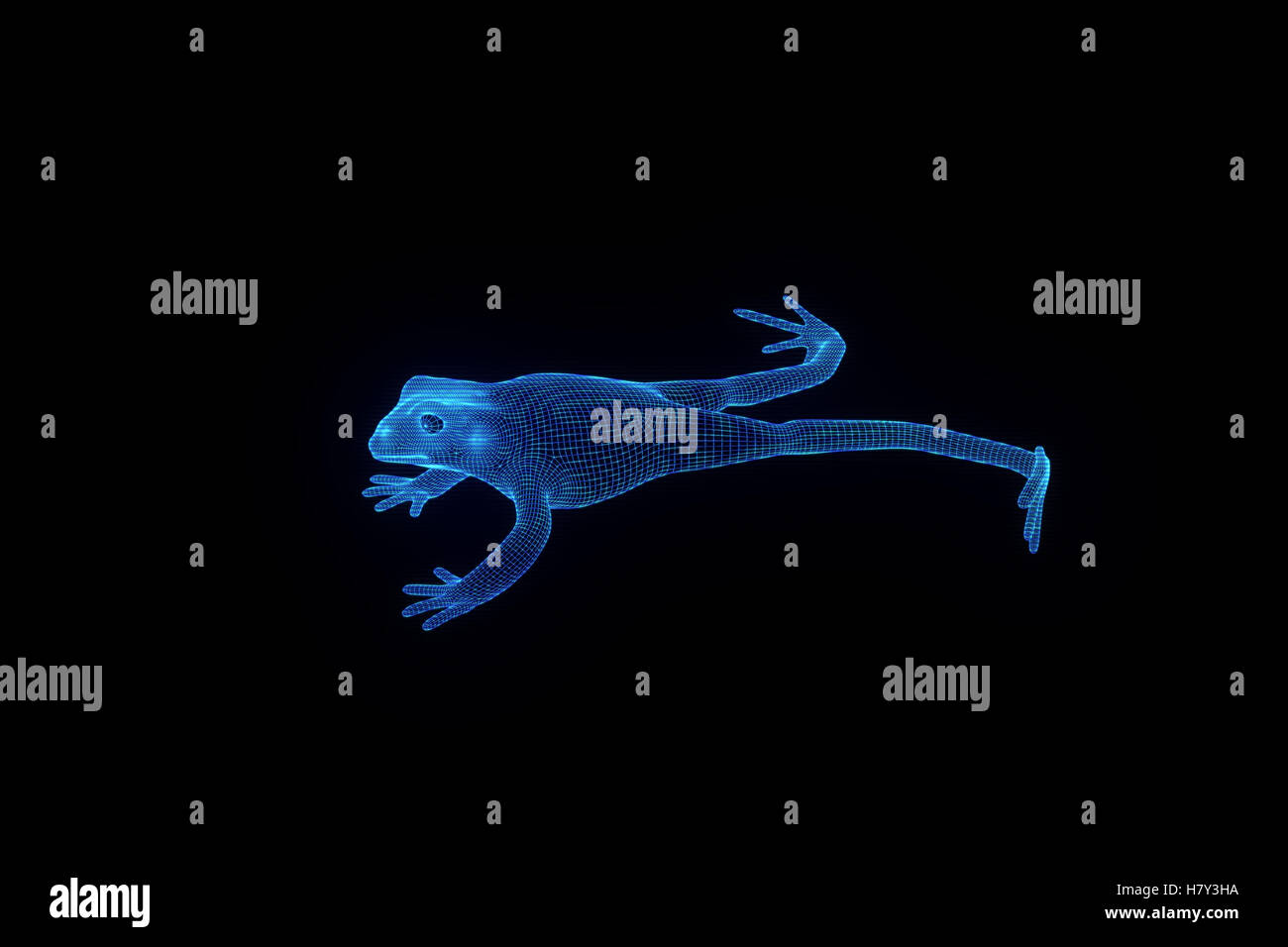 Frog in Hologram Wireframe Style. Nice 3D Rendering Stock Photo - Alamy