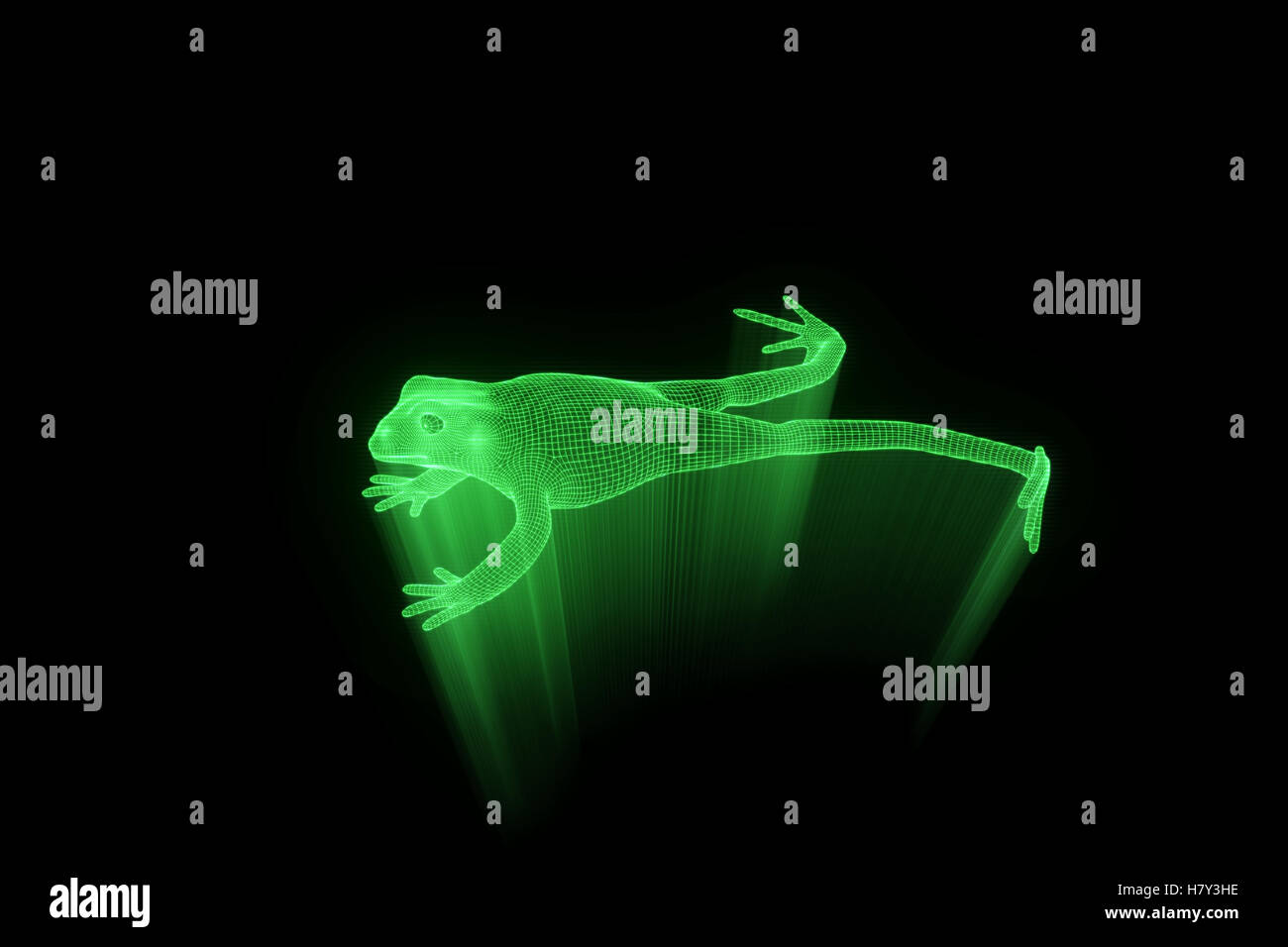Frog in Hologram Wireframe Style. Nice 3D Rendering Stock Photo - Alamy