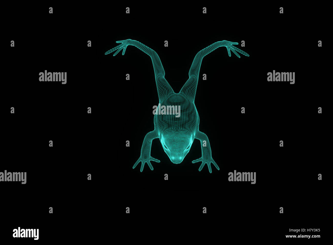 Frog in Hologram Wireframe Style. Nice 3D Rendering Stock Photo - Alamy