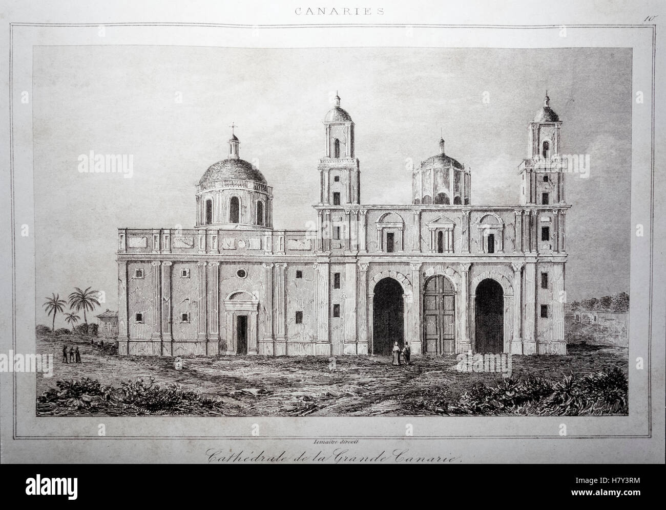 Drawing of Santa Ana cathedral in Las Palmas in 1836 by British artist ...