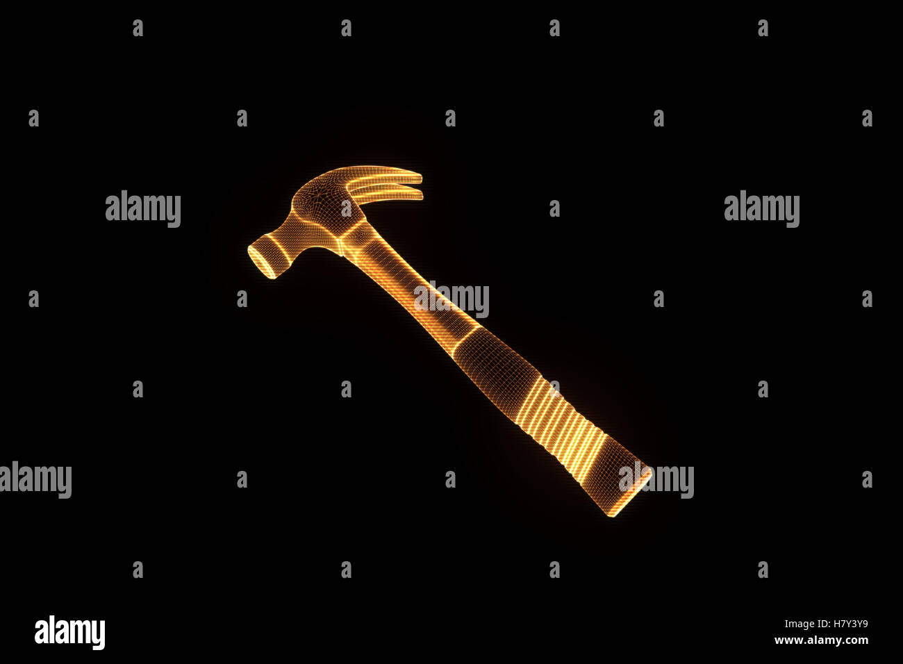 Hammer in Hologram Wireframe Style. Nice 3D Rendering Stock Photo - Alamy