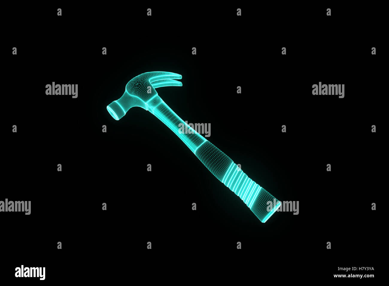Hammer in Hologram Wireframe Style. Nice 3D Rendering Stock Photo - Alamy