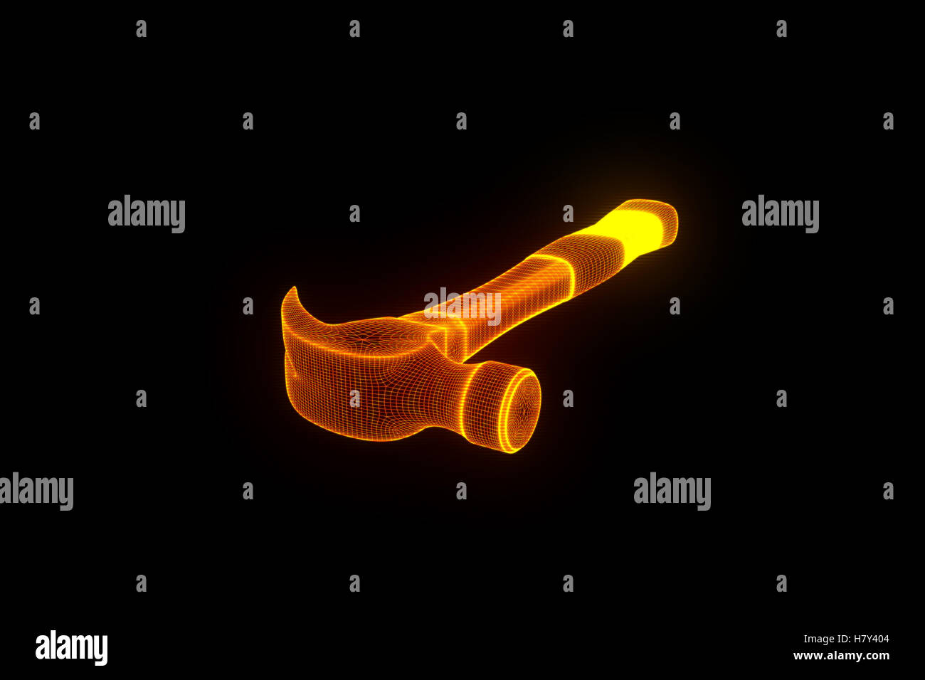 Hammer in Hologram Wireframe Style. Nice 3D Rendering Stock Photo - Alamy