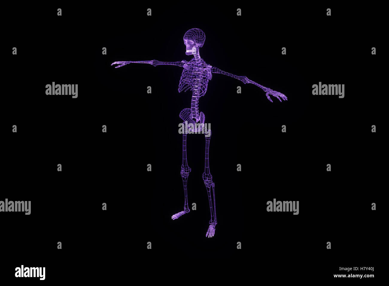 Human Skeleton Wireframe Hologram in Motion. Nice 3D Rendering Stock ...