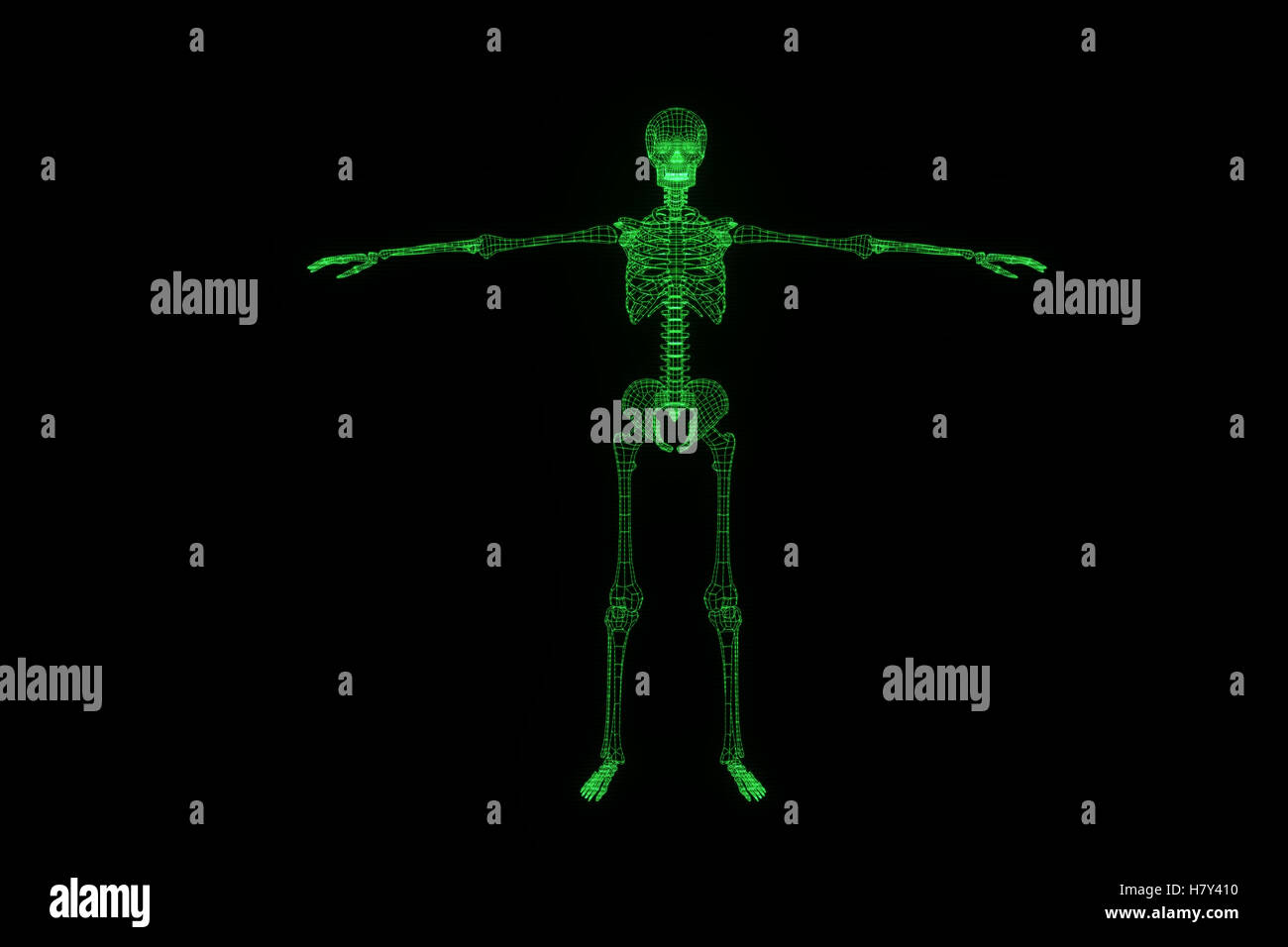 Human Skeleton Wireframe Hologram in Motion. Nice 3D Rendering Stock ...