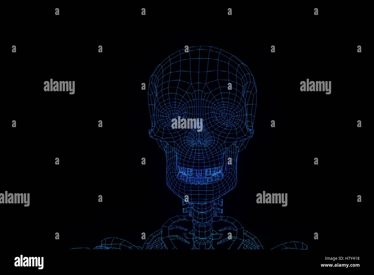 Human Skeleton Wireframe Hologram in Motion. Nice 3D Rendering Stock ...