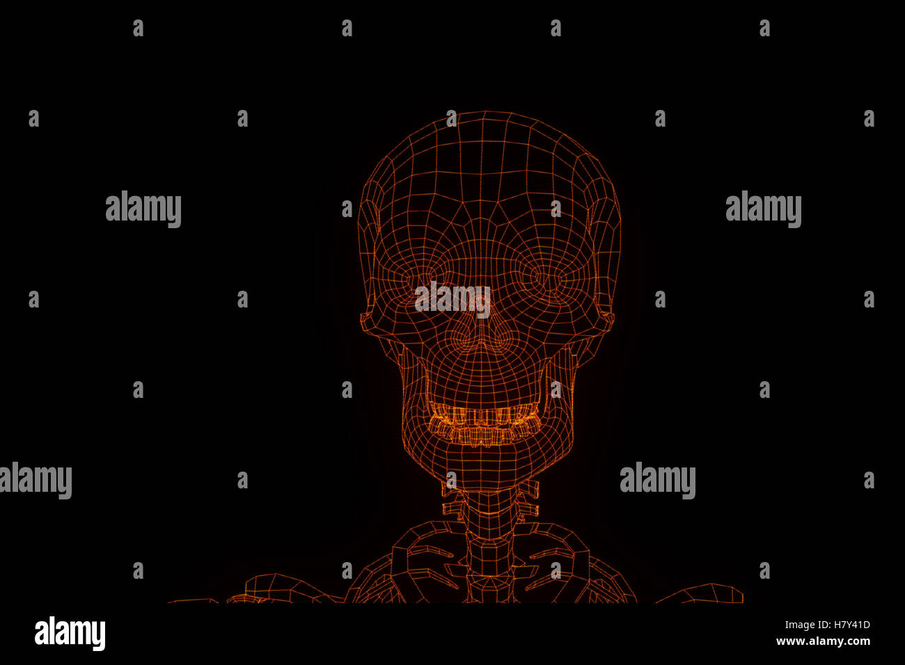 Human Skeleton Wireframe Hologram in Motion. Nice 3D Rendering Stock ...