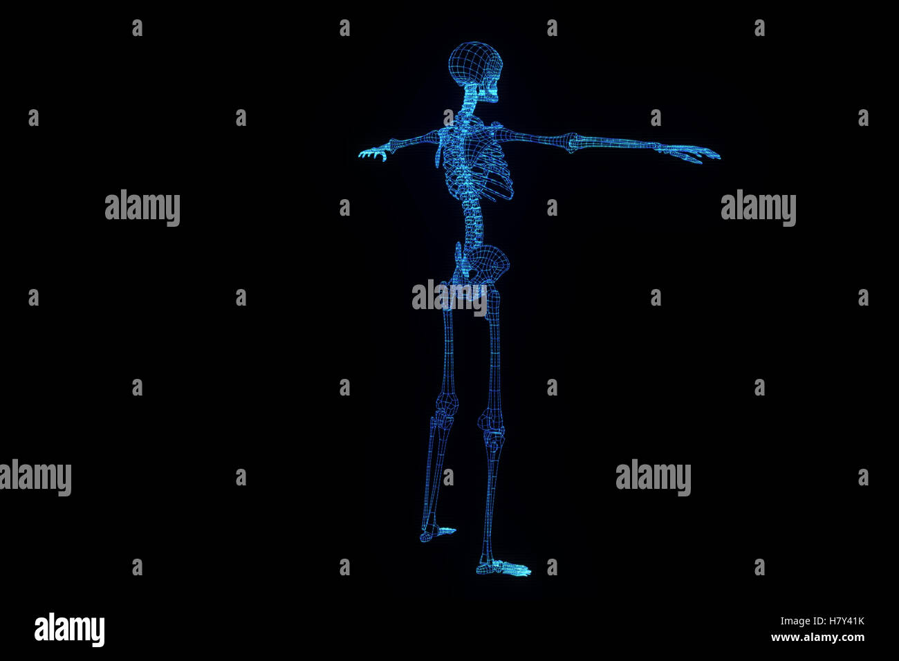 Human Skeleton Wireframe Hologram in Motion. Nice 3D Rendering Stock ...