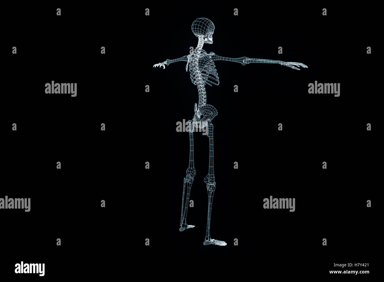 Human Skeleton Wireframe Hologram in Motion. Nice 3D Rendering Stock ...