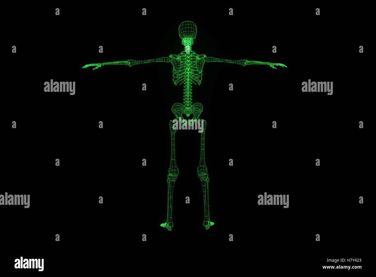 Human Skeleton Wireframe Hologram in Motion. Nice 3D Rendering Stock ...