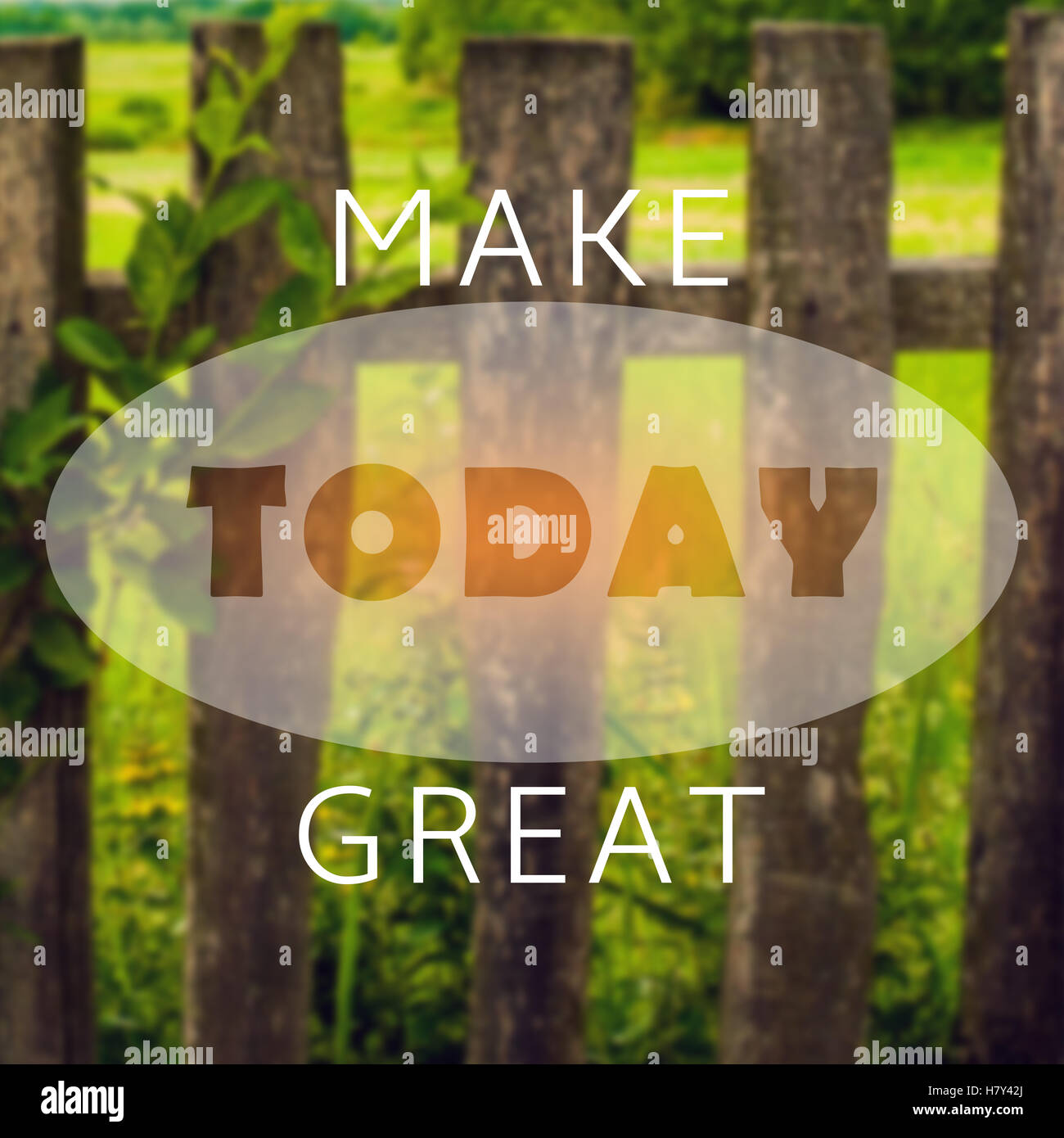 Make Today Great text on blurred wallpaper as inspirational quote Stock ...