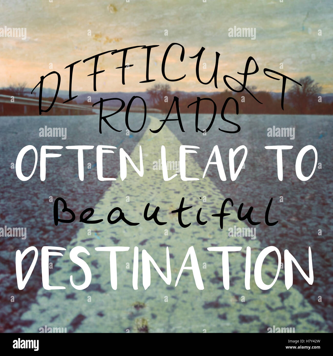Motivation and determination concept with inspiring quote on creative ...