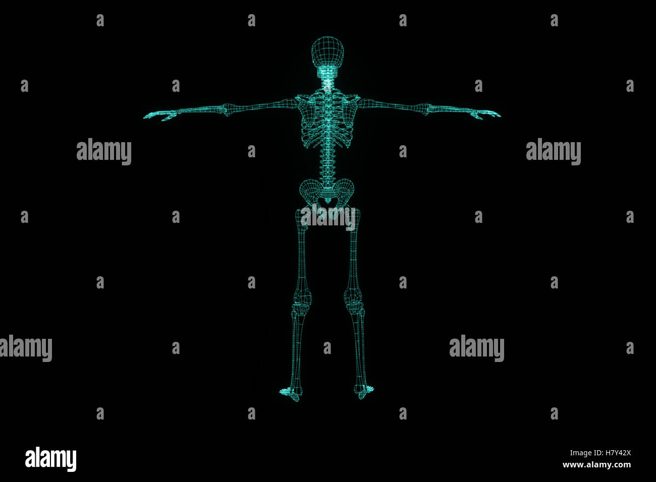Human Skeleton Wireframe Hologram in Motion. Nice 3D Rendering Stock ...