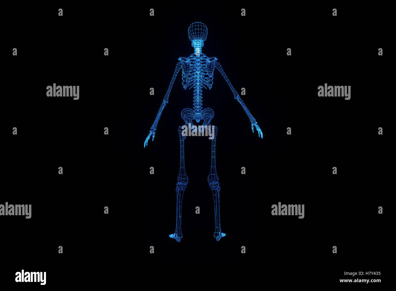 Human Skeleton Wireframe Hologram in Motion. Nice 3D Rendering Stock ...