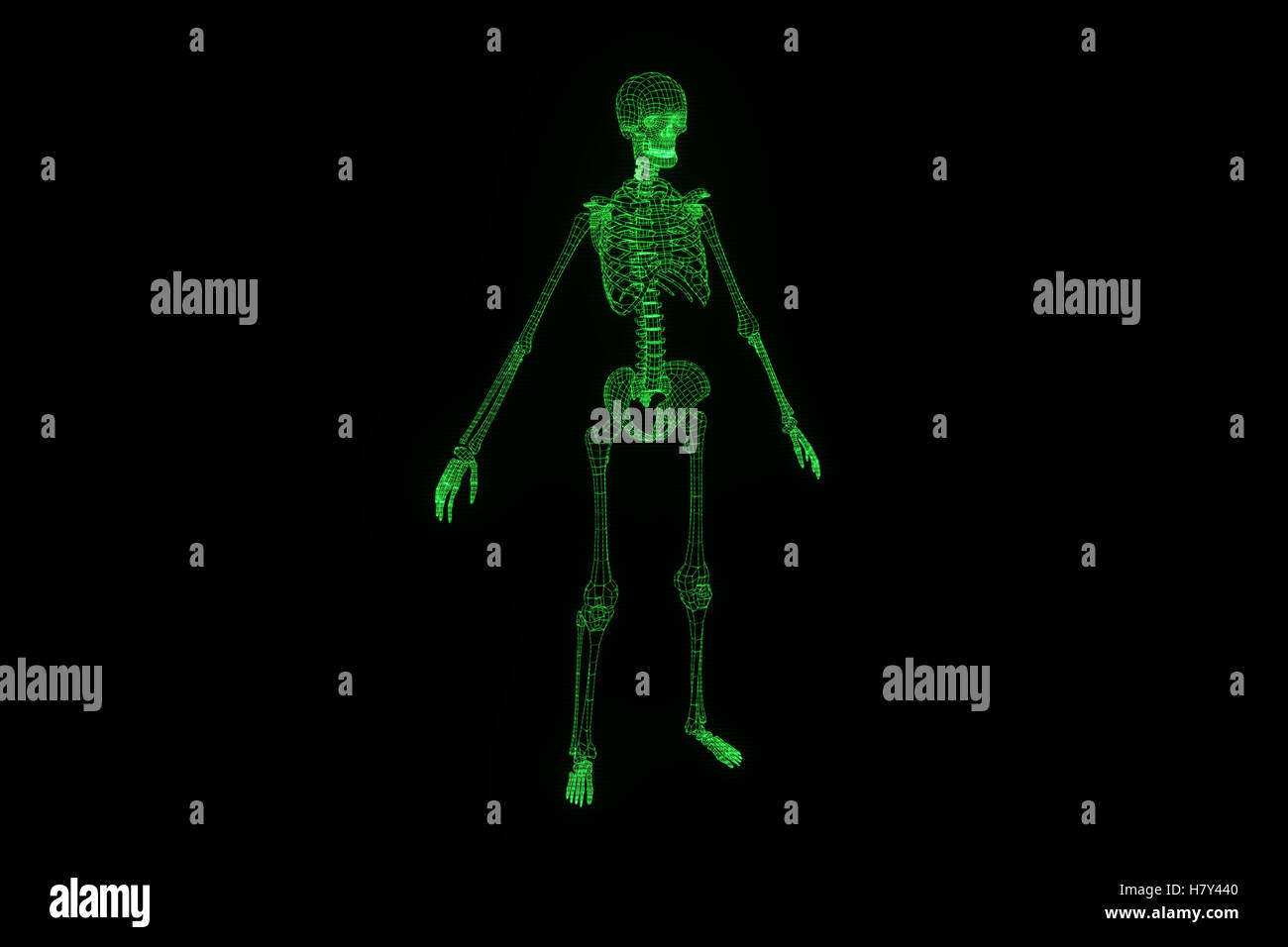 Human Skeleton Wireframe Hologram in Motion. Nice 3D Rendering Stock ...