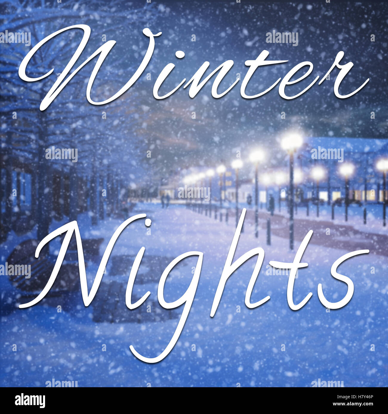 Romantic decoration and winter nights quote on background with winter ...
