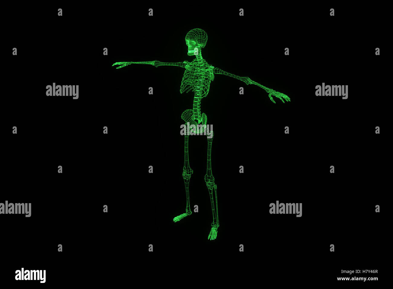 Human Skeleton Wireframe Hologram in Motion. Nice 3D Rendering Stock ...