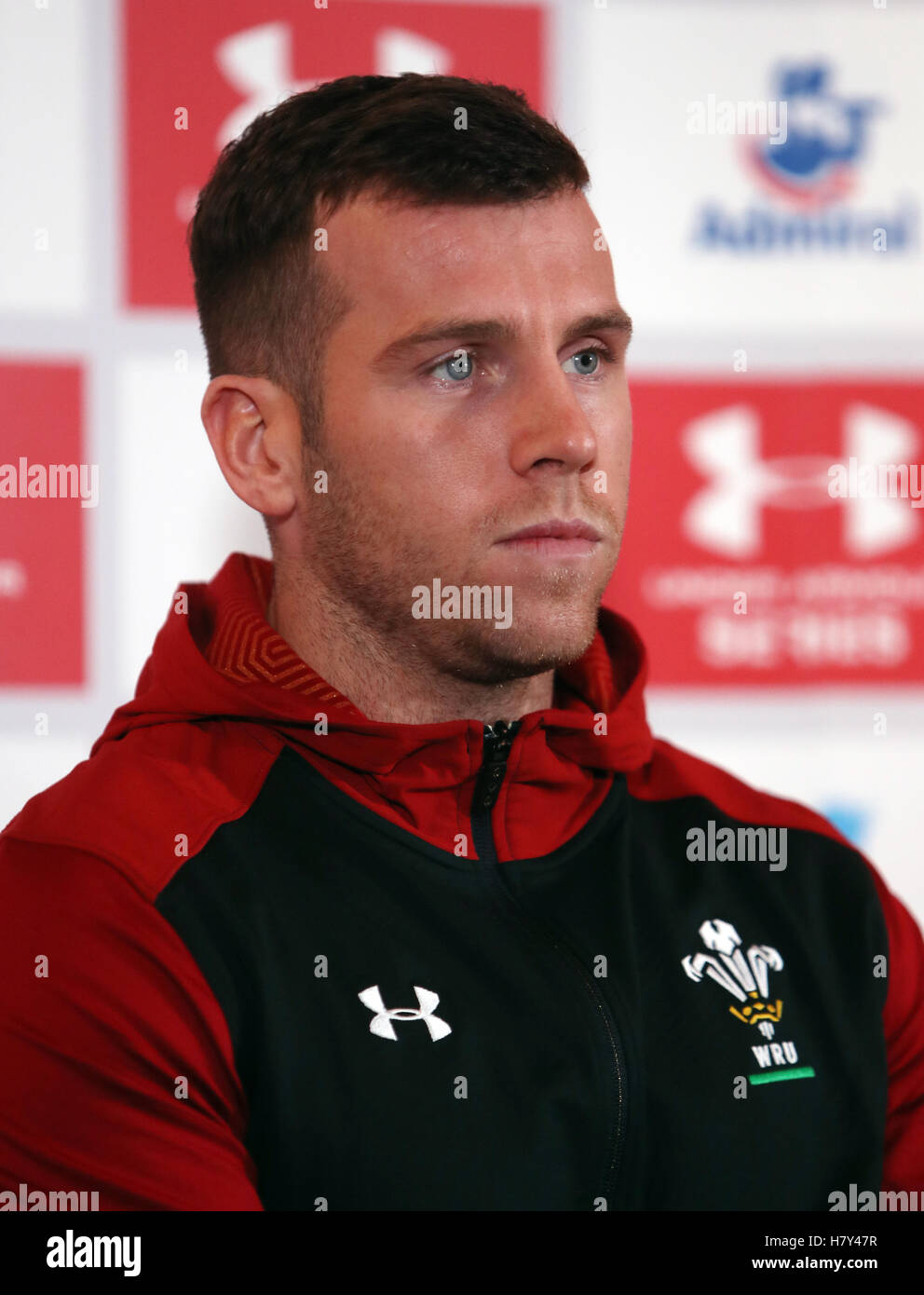Wales' Gareth Davies during a press conference at the Vale Resort ...