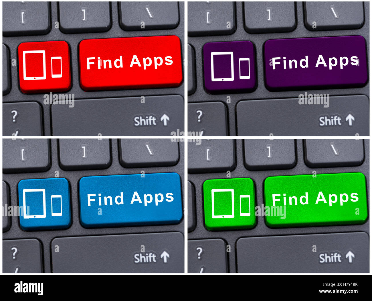 Search engine concept with find apps button on laptop keyboard Stock ...