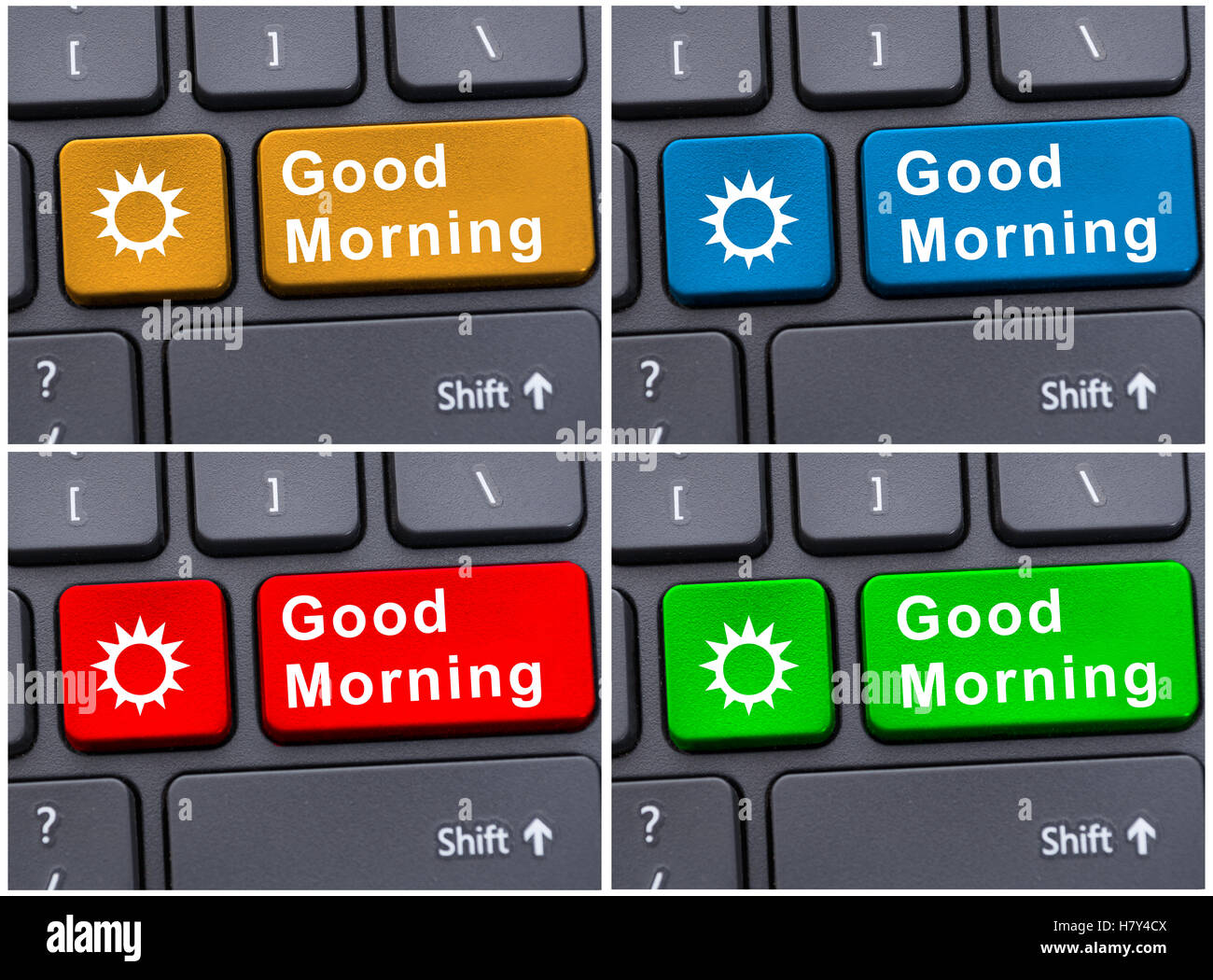 Keypad with good morning message as start or begin concept Stock Photo ...