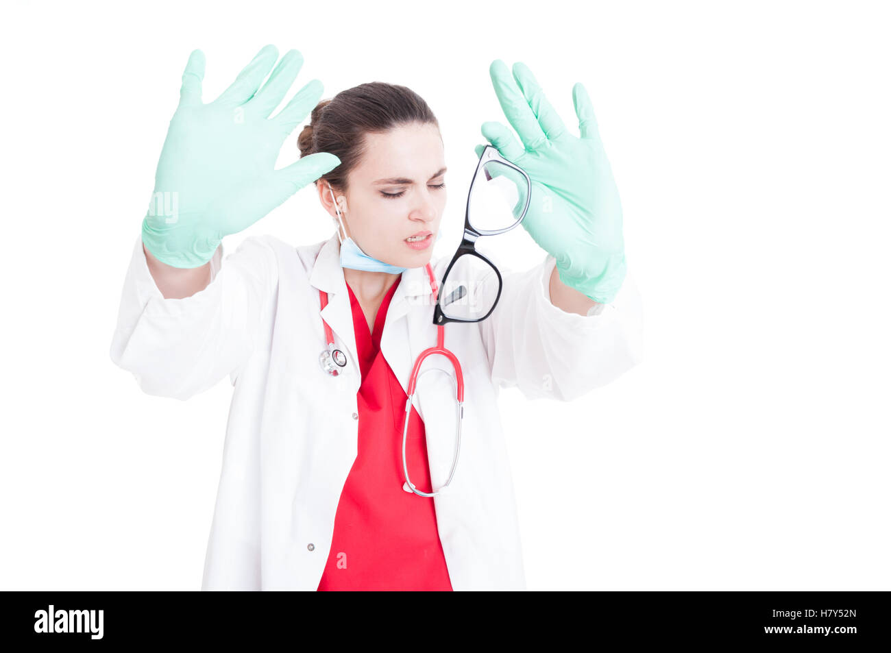 Stressed and angry doctor pushing away and giving up as stressful job ...