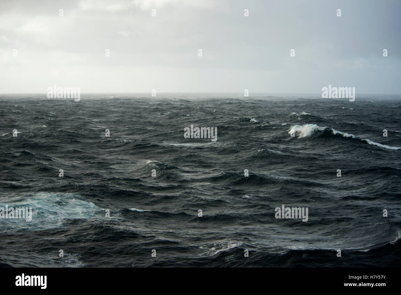 Ocean liner Queen Mary 2 crossing the Atlantic ocean. Rough sea and big ...