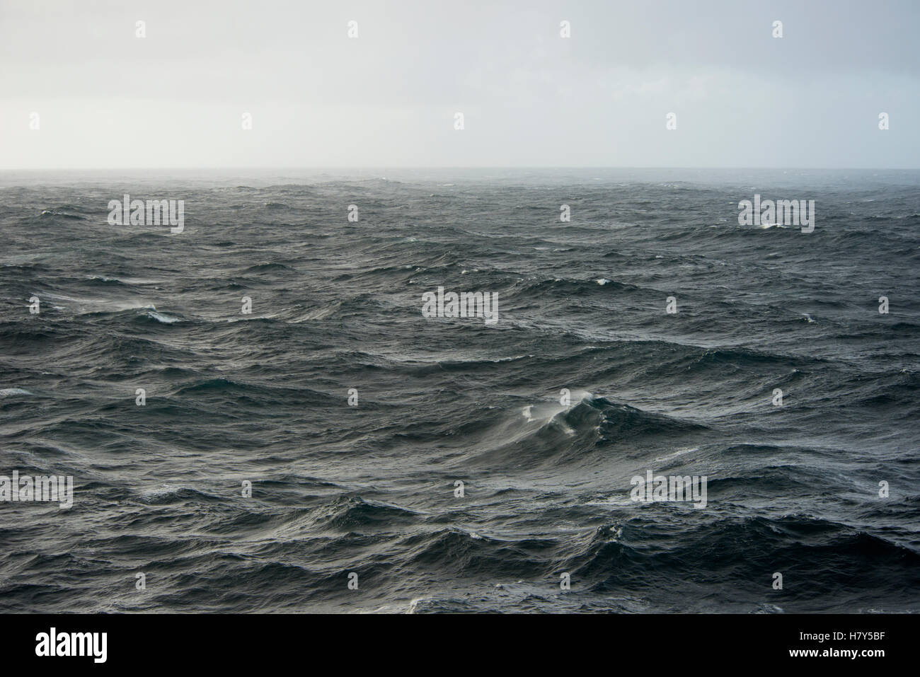 Ocean liner Queen Mary 2 crossing the Atlantic ocean. Rough sea and big ...