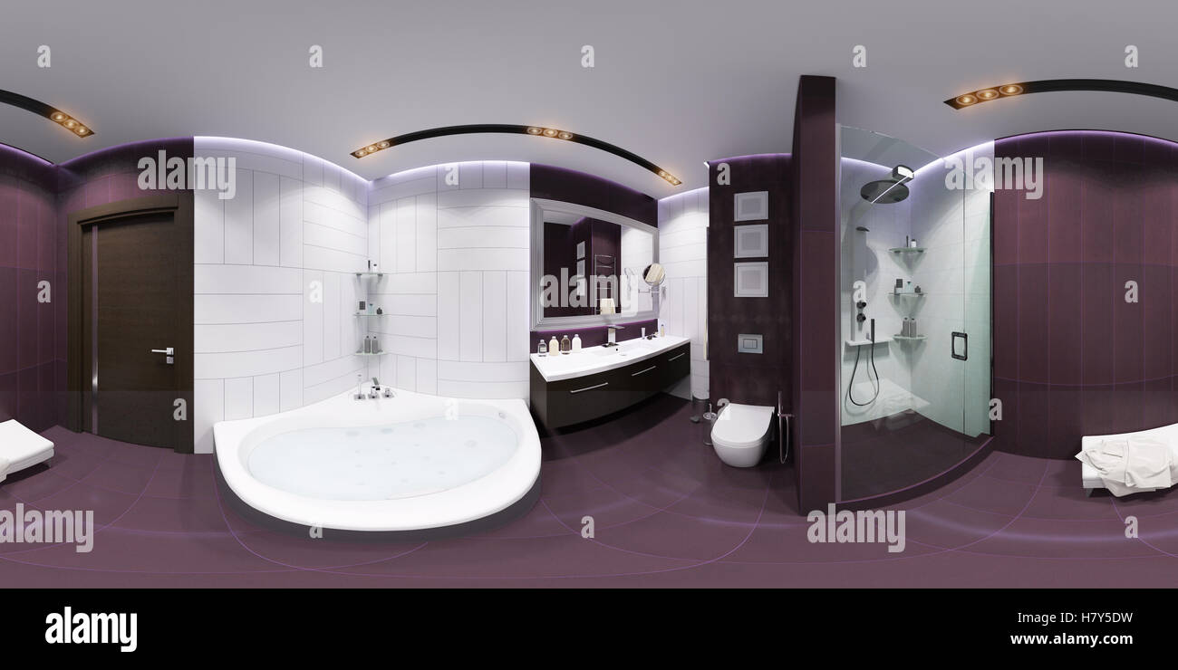 Render spherical 360 panorama of bathroom interior Stock Photo - Alamy