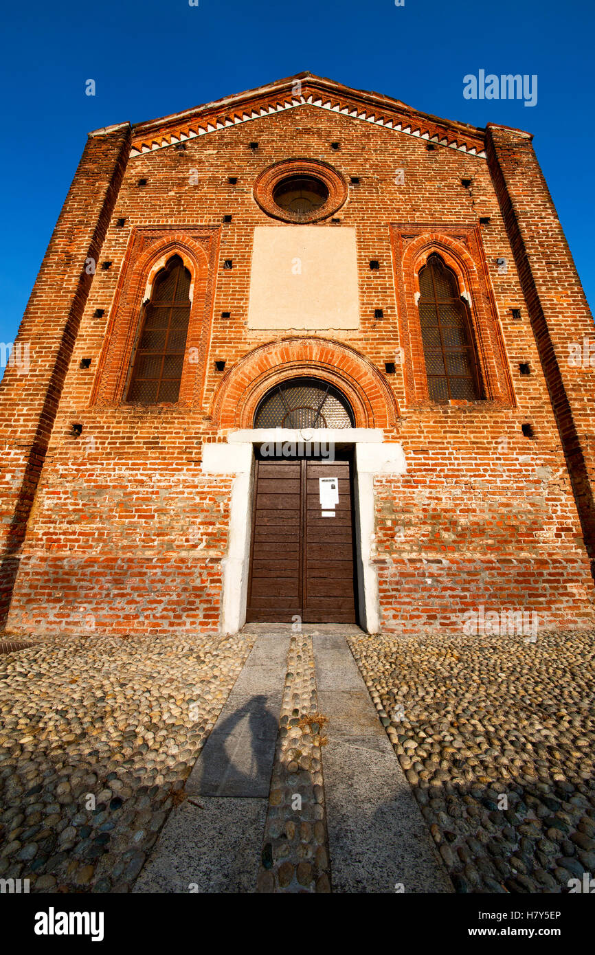church in the parabiago closed brick tower sidewalk italy lombardy old ...