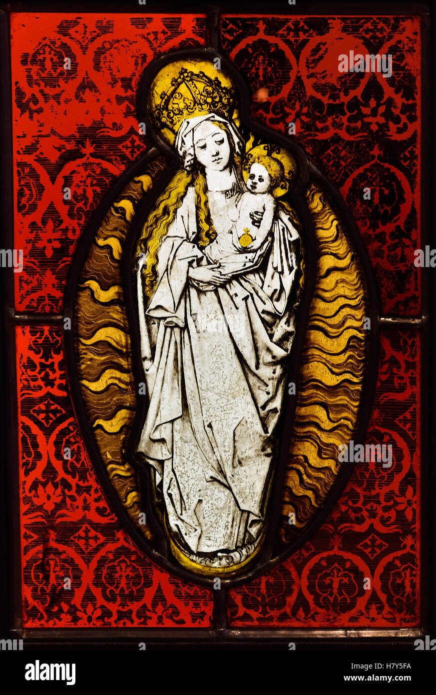 Mary with child in the Gloriole 1500 Srassburg German Germany Stock ...