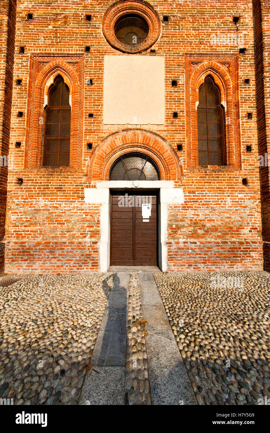 church in the parabiago closed brick tower sidewalk italy lombardy old ...