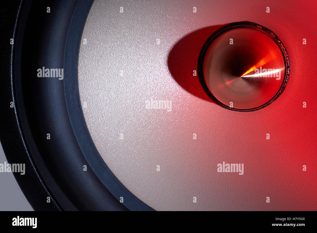 a red illuminated loudspeaker detail Stock Photo - Alamy