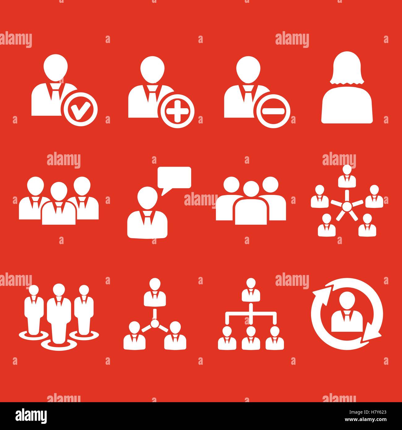 The management icon, set of 12 icons. Team and group, teamwork, people ...