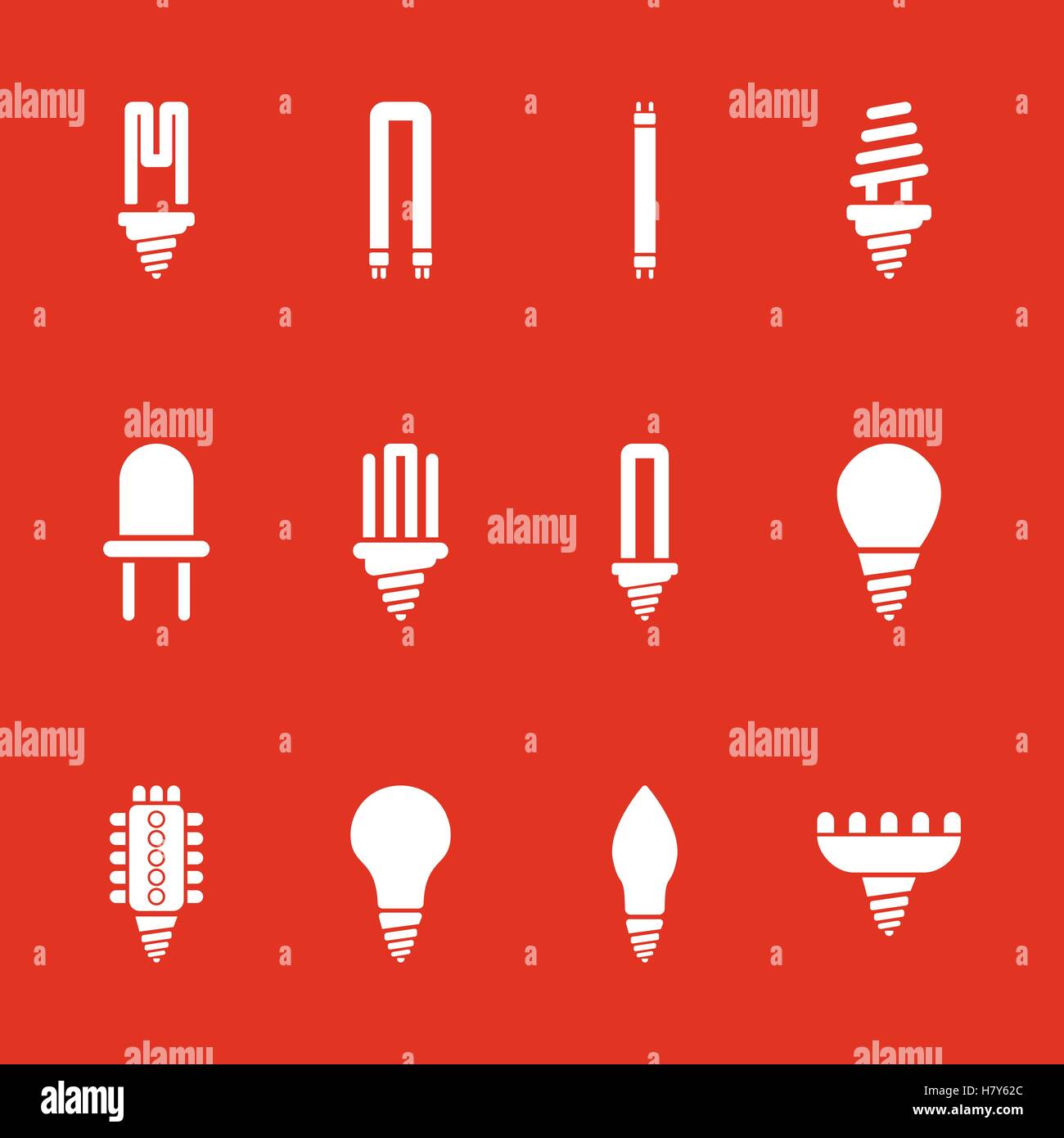 The light bulb icon, set of 12 icons. Lamp and bulb, lightbulb symbol.UI. Web. Logo. Sign. Flat ...