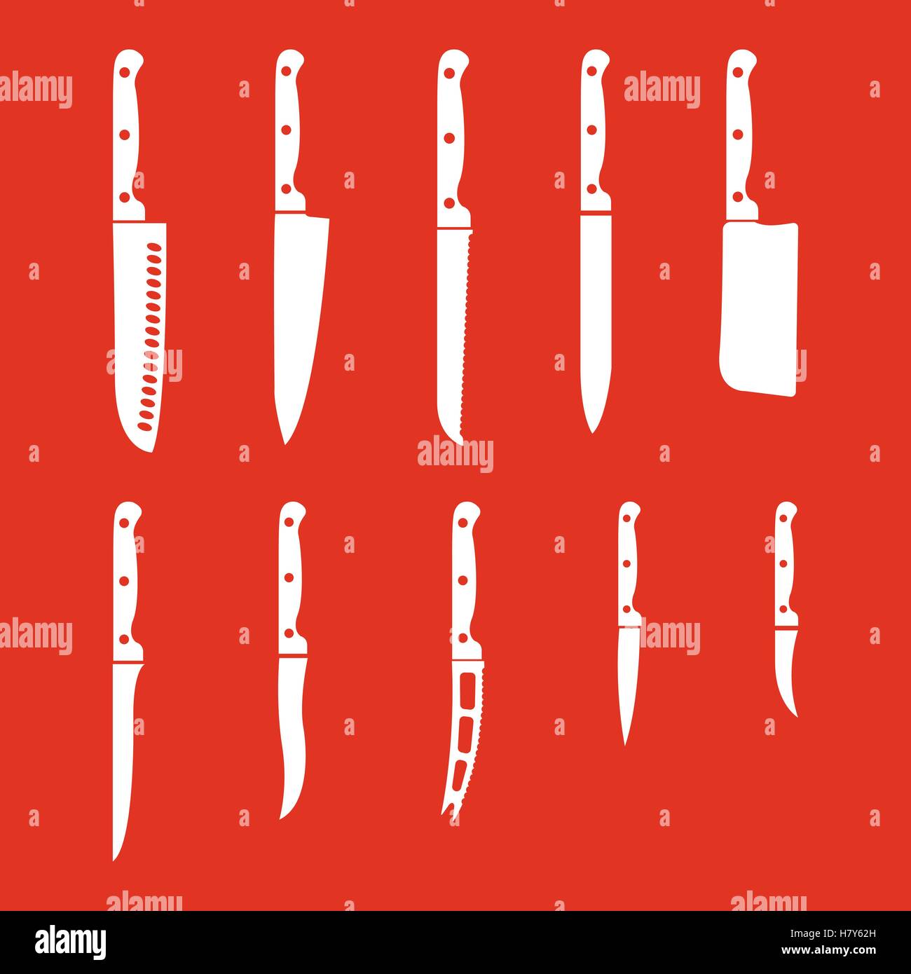 The knife icon, set of 10 icons. Knife and chef, kitchen symbol.UI. Web ...