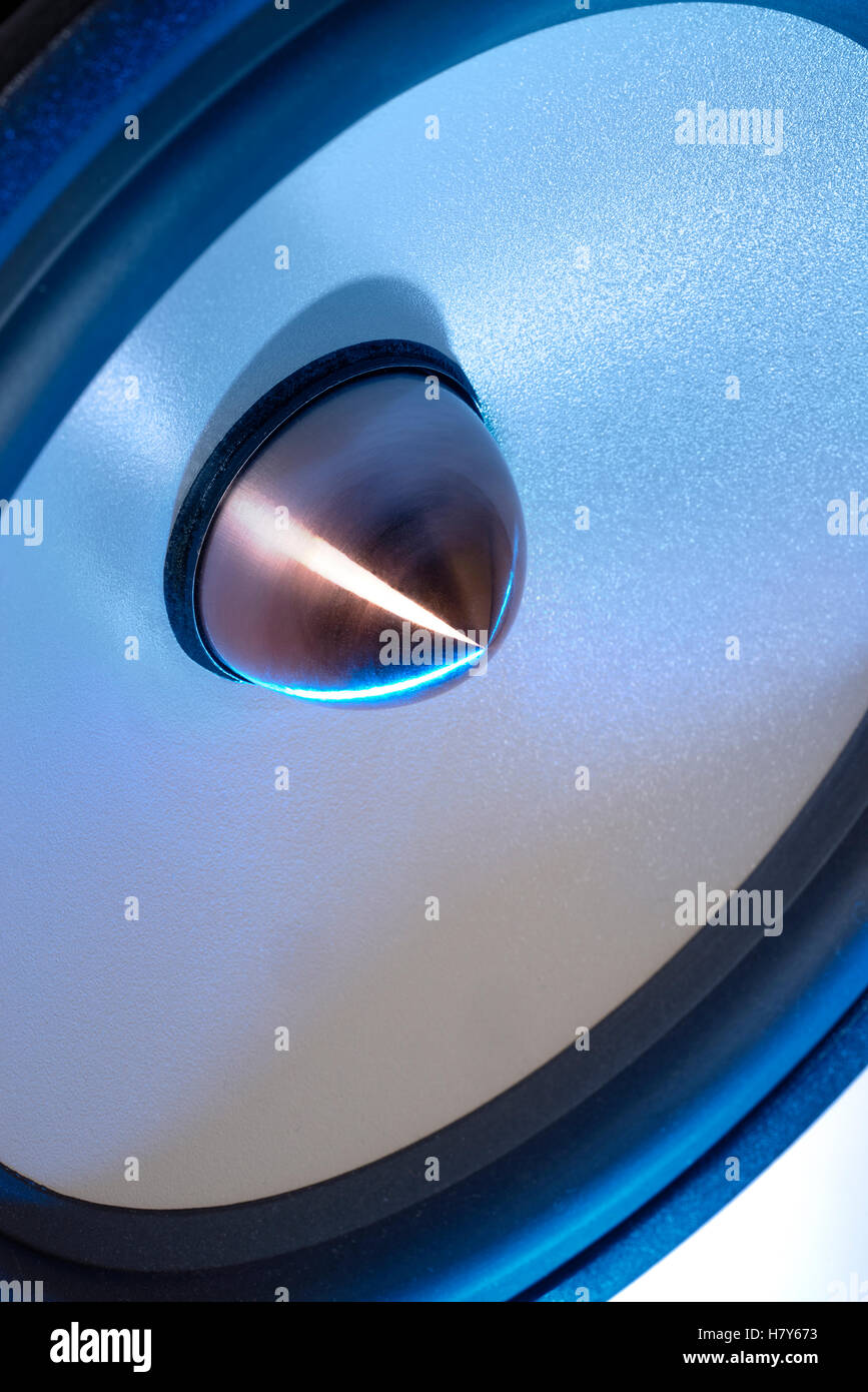 a blue illuminated loudspeaker detail Stock Photo - Alamy