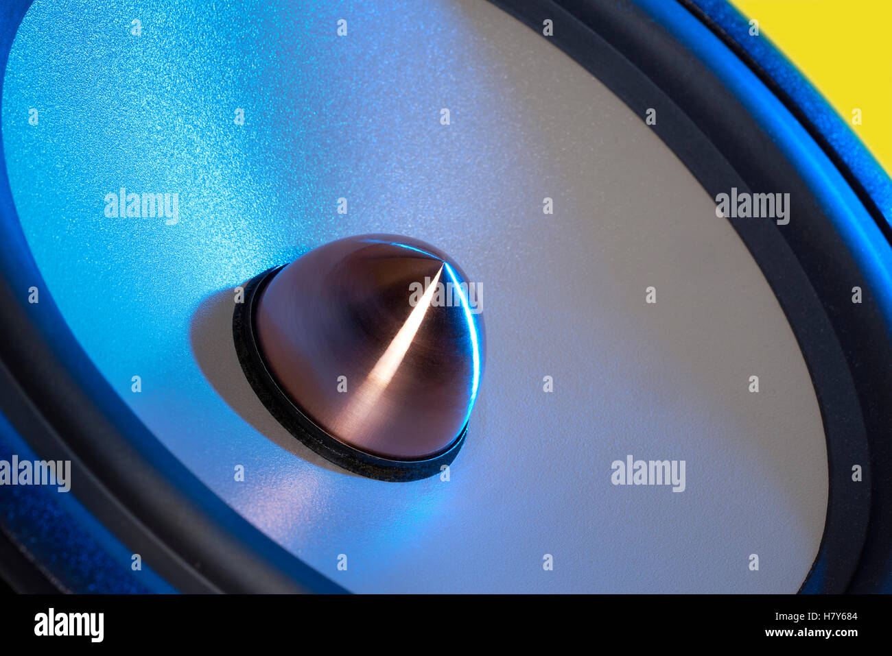 a blue illuminated loudspeaker detail Stock Photo - Alamy